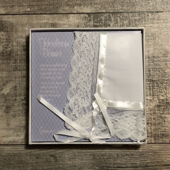 Roman Heirloom Christening Bonnet/Hankie New White | LouLa's