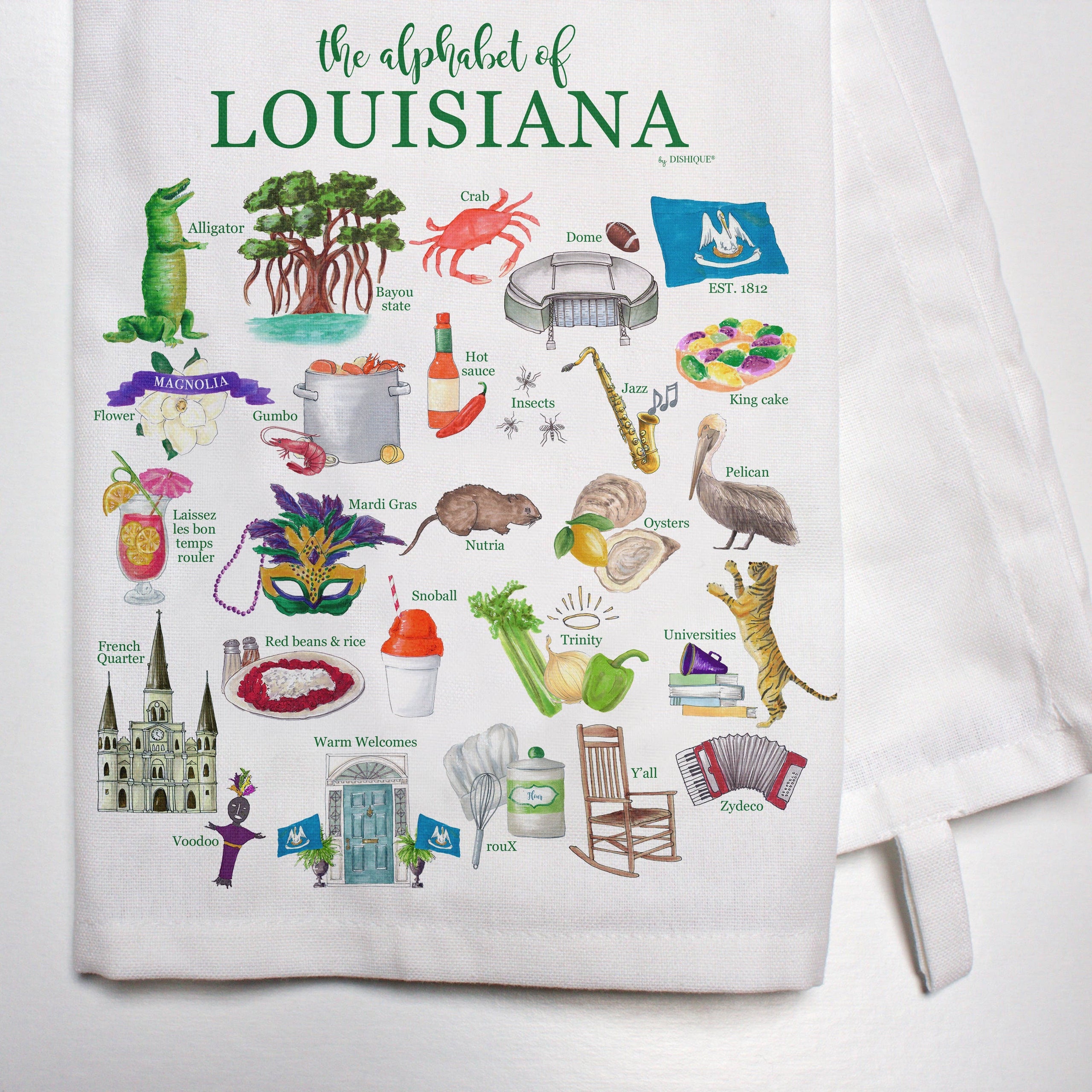 Dishique - Louisiana Alphabet Bar Towel | LouLa's